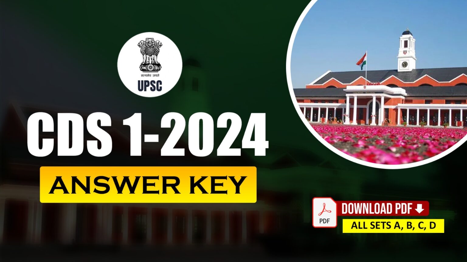Download CDS 1 2024 Answer Key PDF of All Sets (A,B,C,D)